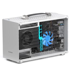 EDIY ITX Mini A4 Computer Case 7.5L Aluminum Mini-ITX Motherboard Small PC Case Test Bench Support SFX Power Supply 300mm Vedio Card Transparent Acrylic Side Panel