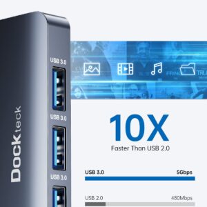 USB C Hub HDMI 4K 60Hz, USB C Adapter Multiport with 100W PD, HDMI,3 USB 3.0 Data Ports, Dockteck 5 in 1 USB C Dongle Dock for MacBook Pro/Air, iPad Pro/Air/Mini 6, Surface Pro 7/8/9 and More