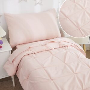 brandream toddler bedding set girls pink pintuck comforter sheet set 4 piece bed in a bag princess kids baby bedding with fitted sheet flat sheet pillowcase, luxury design