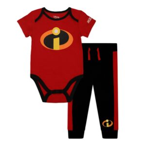 disney the incredibles boys short sleeve bodysuit and pants set for newborn and infants