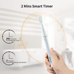 Bauri Electric Toothbrush, Rechargeable Sonic Electric Toothbrush with 3 Brush Heads,Super Slim Electric Toothbrush, IPX7,3 Modes,White Electric Toothbrush