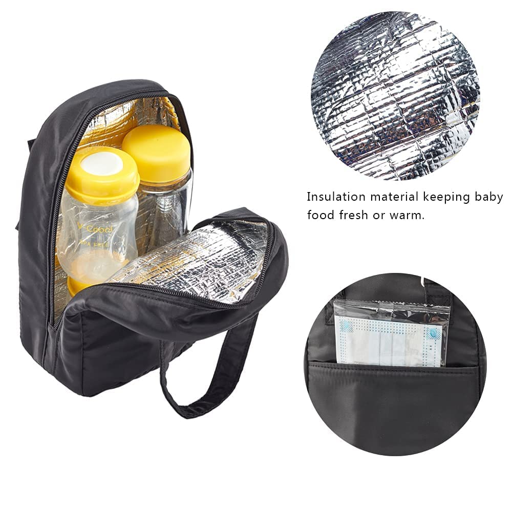 Breast Pump Bag with Cooler Layer, 3pcs Diaper Bag Baby Cooler & Wet Dry Bag Pouch Set - Brown Grey Color Diaper Bag Cooler Backpack Convenient for Mother to Working and Outdoor