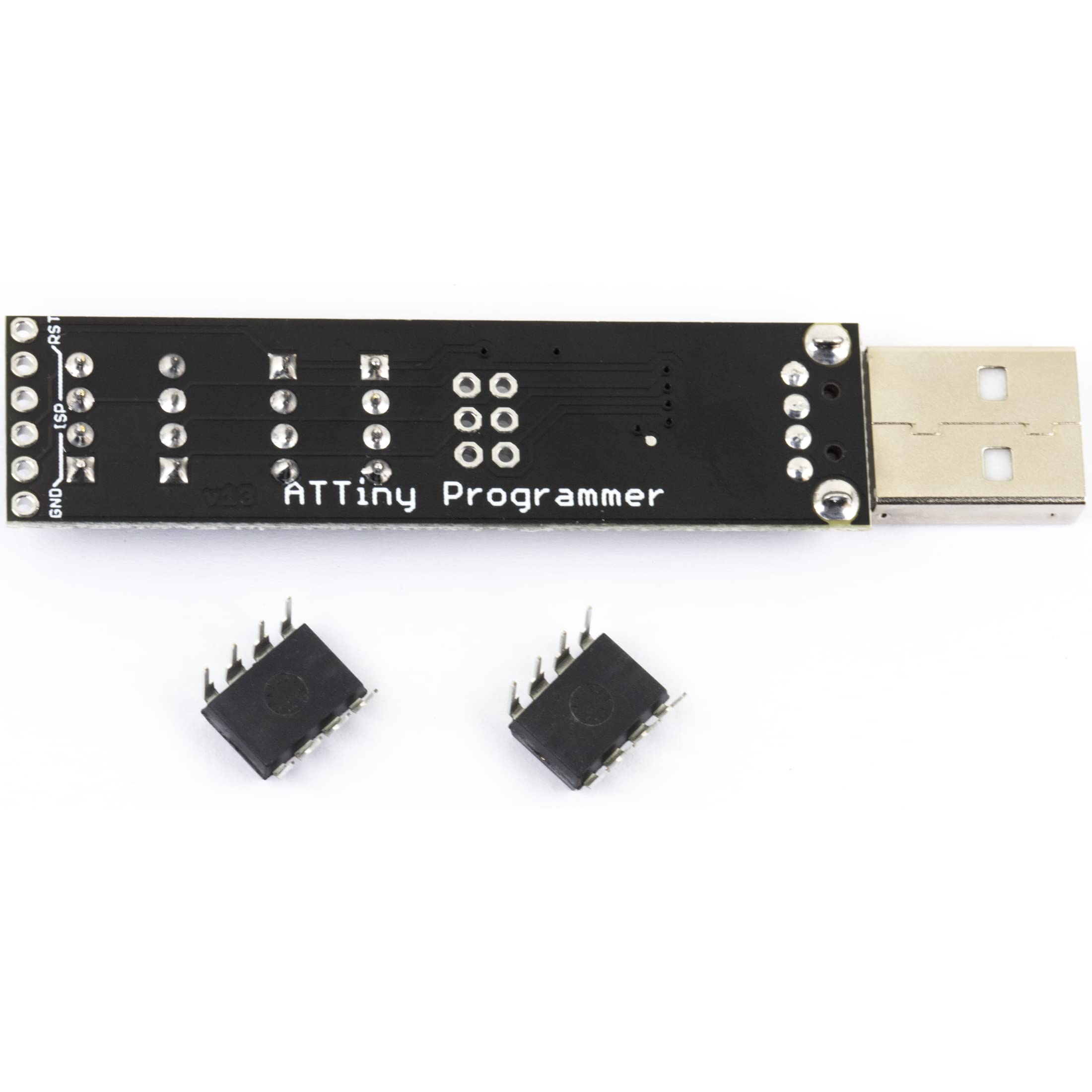 Tiny AVR Programmer Black and 2pcs ATTINY85-20PU Chips