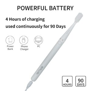 Bauri Electric Toothbrush, Rechargeable Sonic Electric Toothbrush with 3 Brush Heads,Super Slim Electric Toothbrush, IPX7,3 Modes,White Electric Toothbrush