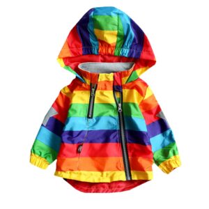 fabrst toddler boys girls windbreak kids fashion rainbow hooded sun jacket baby casual outwear fall winter school outfits（rainbow,2t）