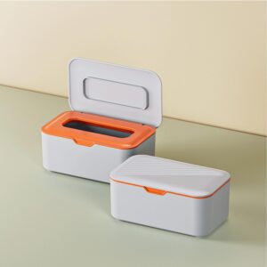 OopsMi Face Mask Dispenser Box Holder Storage Box. High Clarity Mask Case With Cover For Storing And Dispensing Personal Face Masks (Orange)