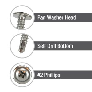 Truss Head Self Drilling Screw, Metal Stud Screws #8 x 3/4" Phillips Wafer Modified Truss Head Fasteners, Durable Zinc Design for Drywall Sheet, Metal, Attaches Wire Lath to Metal Studs, Box of 25