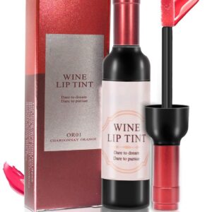 ELAIMEI Wine Lip Tint Set, 6 Colors Wine Bottle Lipstick, Stain Long Lasting Waterproof Non-Stick Liquid Wine Lip Gloss Set, Wine Lipstick Matte Make Up Gifts for Girls & Women