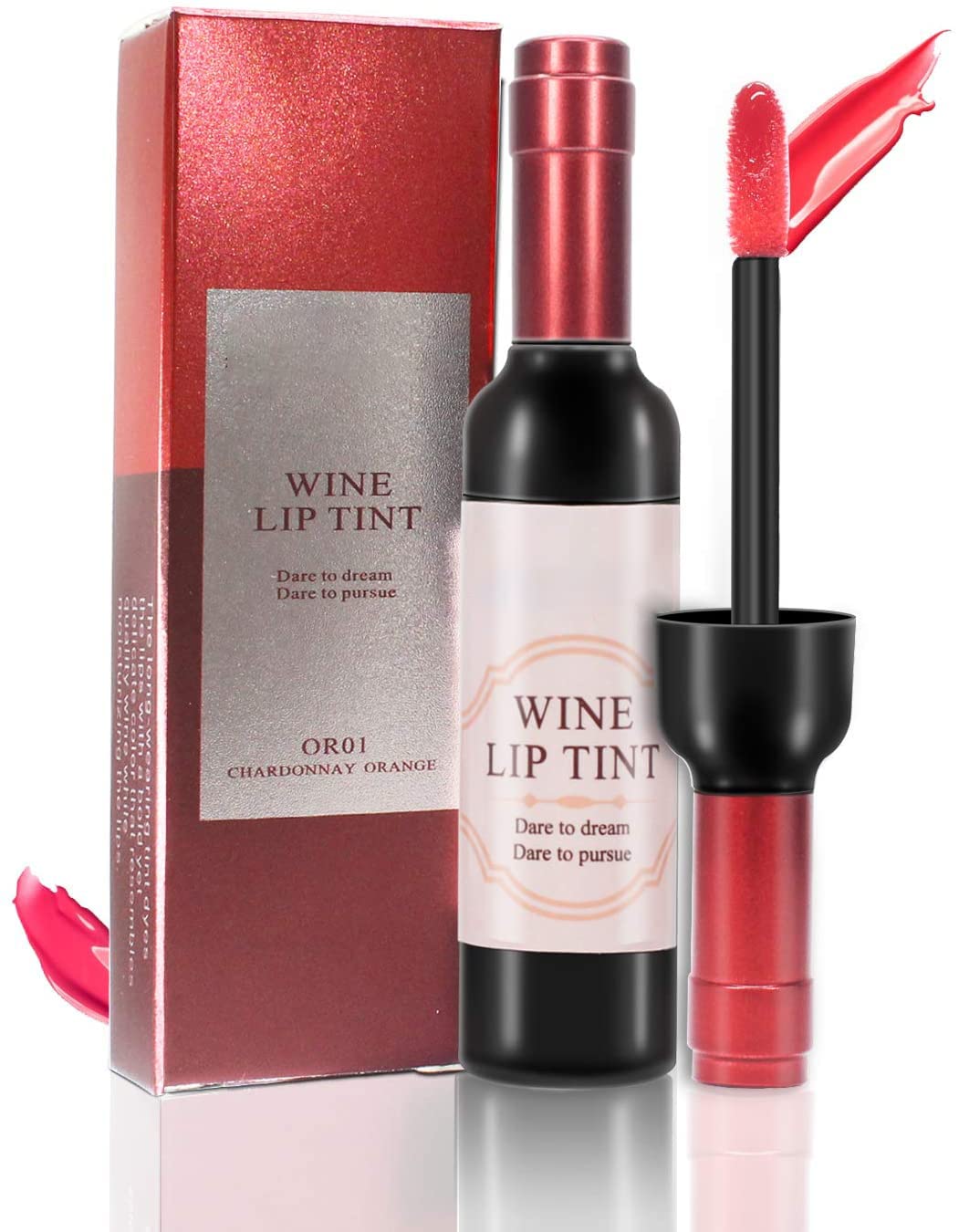 ELAIMEI Wine Lip Tint Set, 6 Colors Wine Bottle Lipstick, Stain Long Lasting Waterproof Non-Stick Liquid Wine Lip Gloss Set, Wine Lipstick Matte Make Up Gifts for Girls & Women