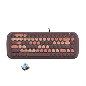 mechanical keyboard wired 84 keys gaming keyboard mixed color retro round keycaps keyboard for pc gamer/office/home ​computer (color: chocolate/cherry blossom pink) (color : chocolate)