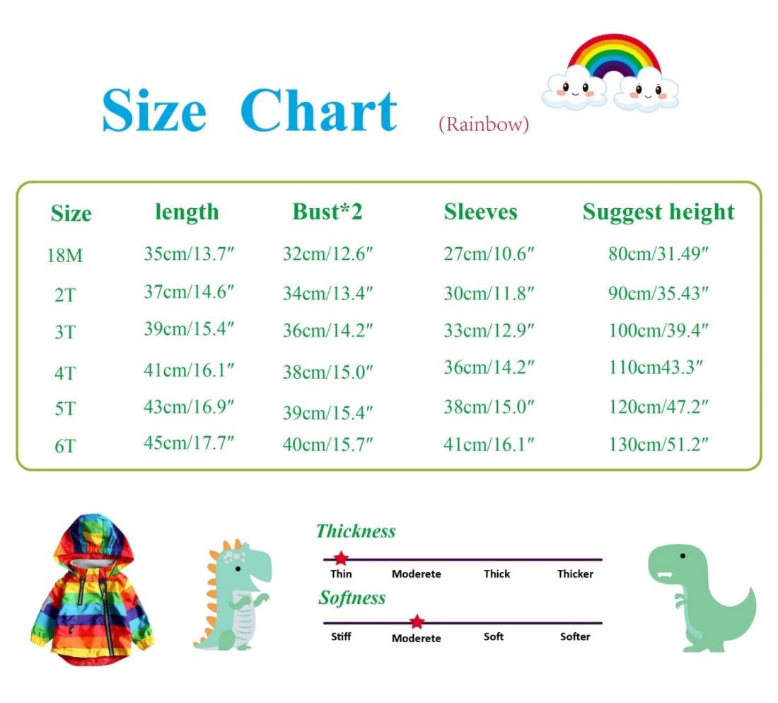 FABRST Toddler Boys Girls Windbreak Kids Fashion Rainbow Hooded Sun Jacket Baby Casual Outwear Fall Winter School Outfits（Rainbow,2T）