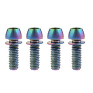 wanyifa titanium gr5 m6 18 20 mm ball allen head bolt with washer for bicycle disc brake caliper pack of 4 (m6x20mm, multicolored)