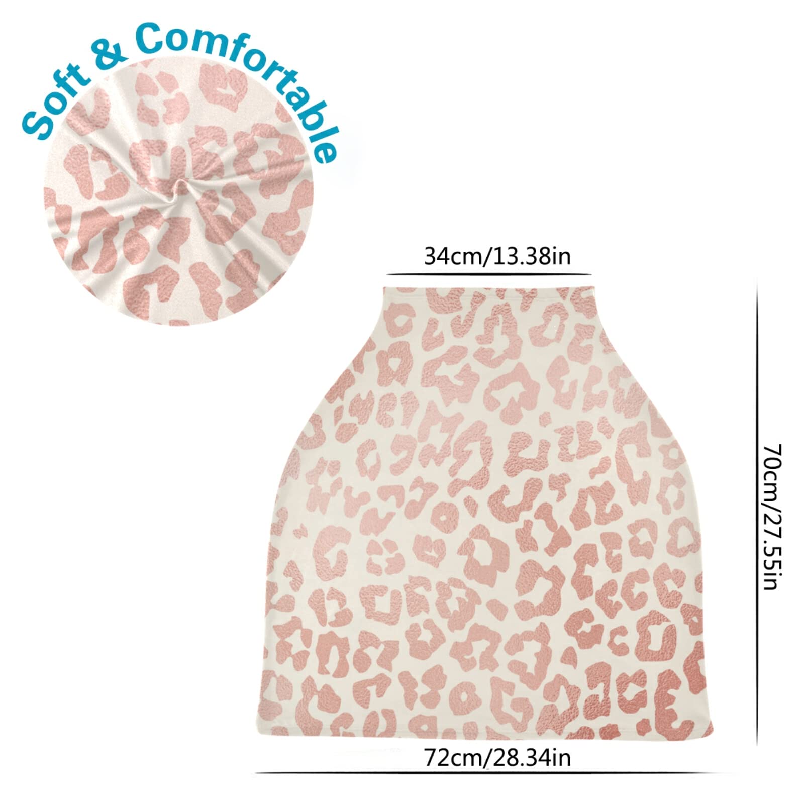 Rose Gold Leopard Print Cheetah Carseat Canopy Cover,Breastfeeding Cover Nursing Cover Scarf Breathable,Baby Car Seat Cover