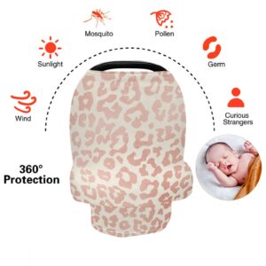 Rose Gold Leopard Print Cheetah Carseat Canopy Cover,Breastfeeding Cover Nursing Cover Scarf Breathable,Baby Car Seat Cover