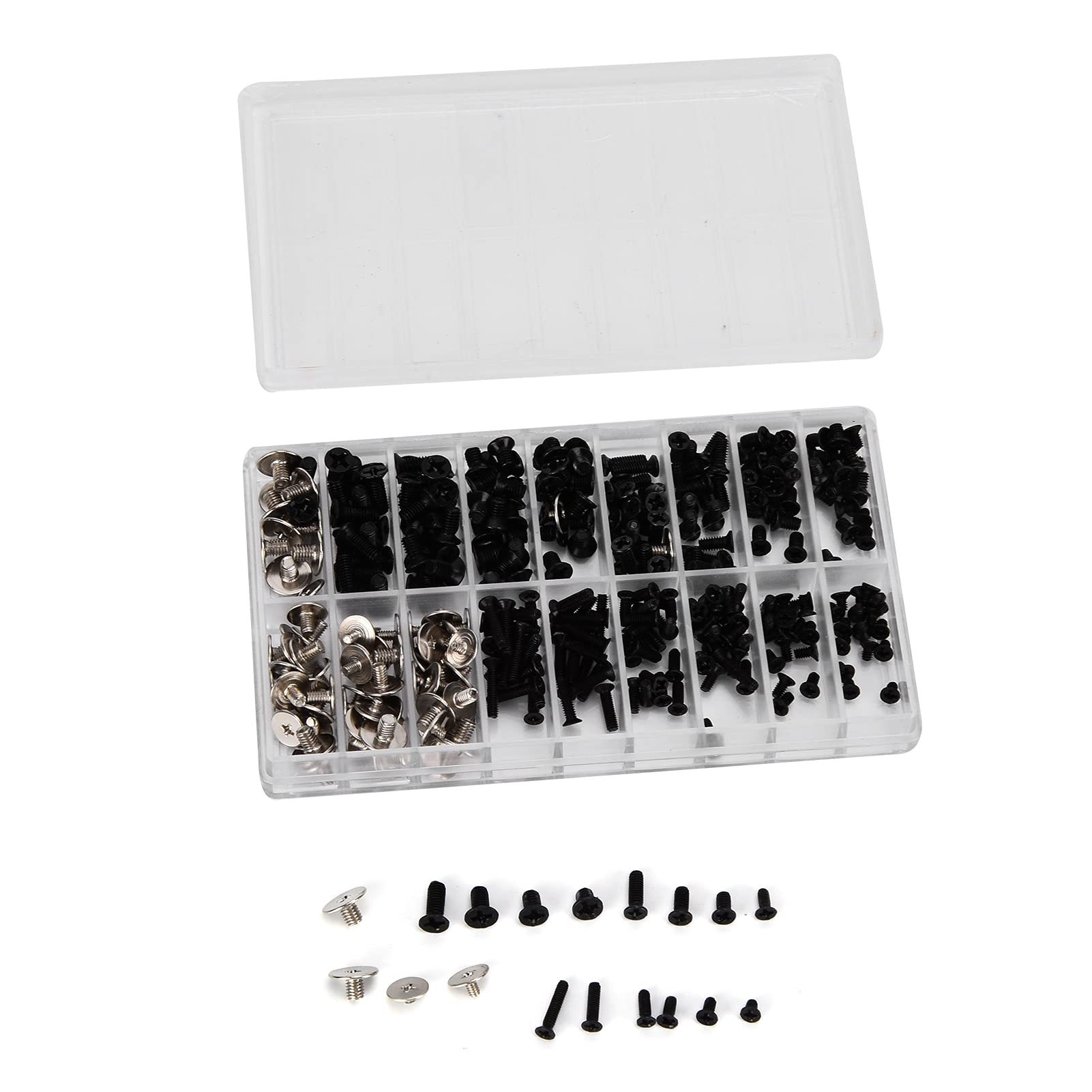 360Pcs Computer Screws Kit, Laptop Alloy Steel Micro Cross Screw Assortment Set M2 M2.5 M3 Fasteners Black Silver for Chassis Power Supply Motherboard Hard Drive DIY Repair