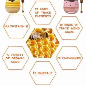 2PCS Bee Lip Balm Honey Pot, Honey & Strawberry Propolis Moisturizing, Hydrating & Prevention Dry and Cracked Lip Scrubs Exfoliator