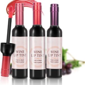 ELAIMEI Wine Lip Tint Set, 6 Colors Wine Bottle Lipstick, Stain Long Lasting Waterproof Non-Stick Liquid Wine Lip Gloss Set, Wine Lipstick Matte Make Up Gifts for Girls & Women