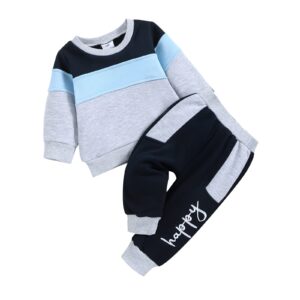 focici baby boy clothes infant fall long sleeve outfits winter clothing sweatshirt pants 2pcs set blue 18-24 months