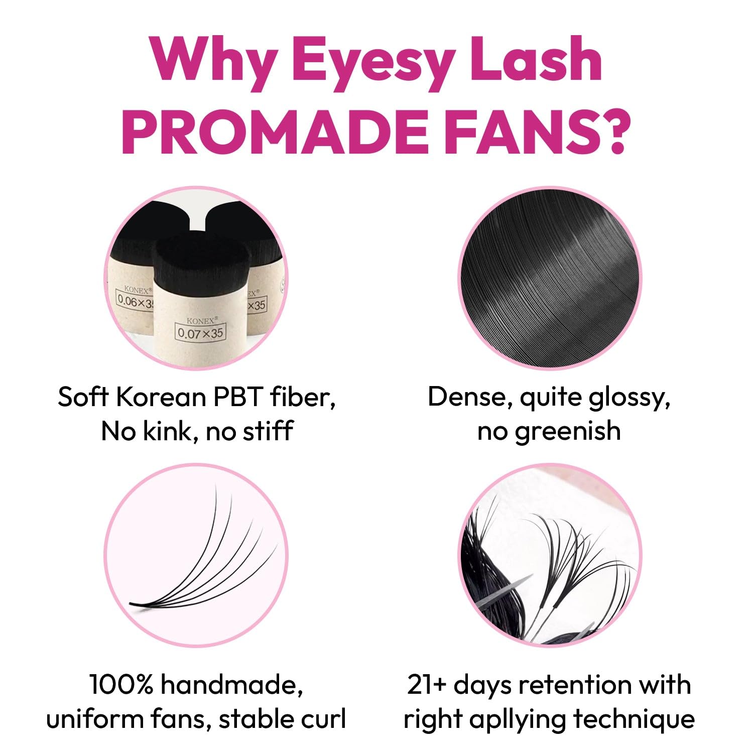 Eyesy Lash 500 Promade Fans - 5D 0.07 Size 13mm Curl CC - Premade Lash Fans for Eyelash Extensions Fluffy Volume Lashes Handmade Promades Eyelash Fans Loose Pre Made Fans Lash Extensions