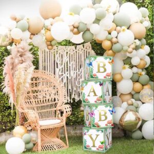 Baby Shower Decorations for Girl Sage Green Baby Block Box with Letters for Baby Shower Decor Neutral Baby Gender Reveal Decorations with 3D Butterfly