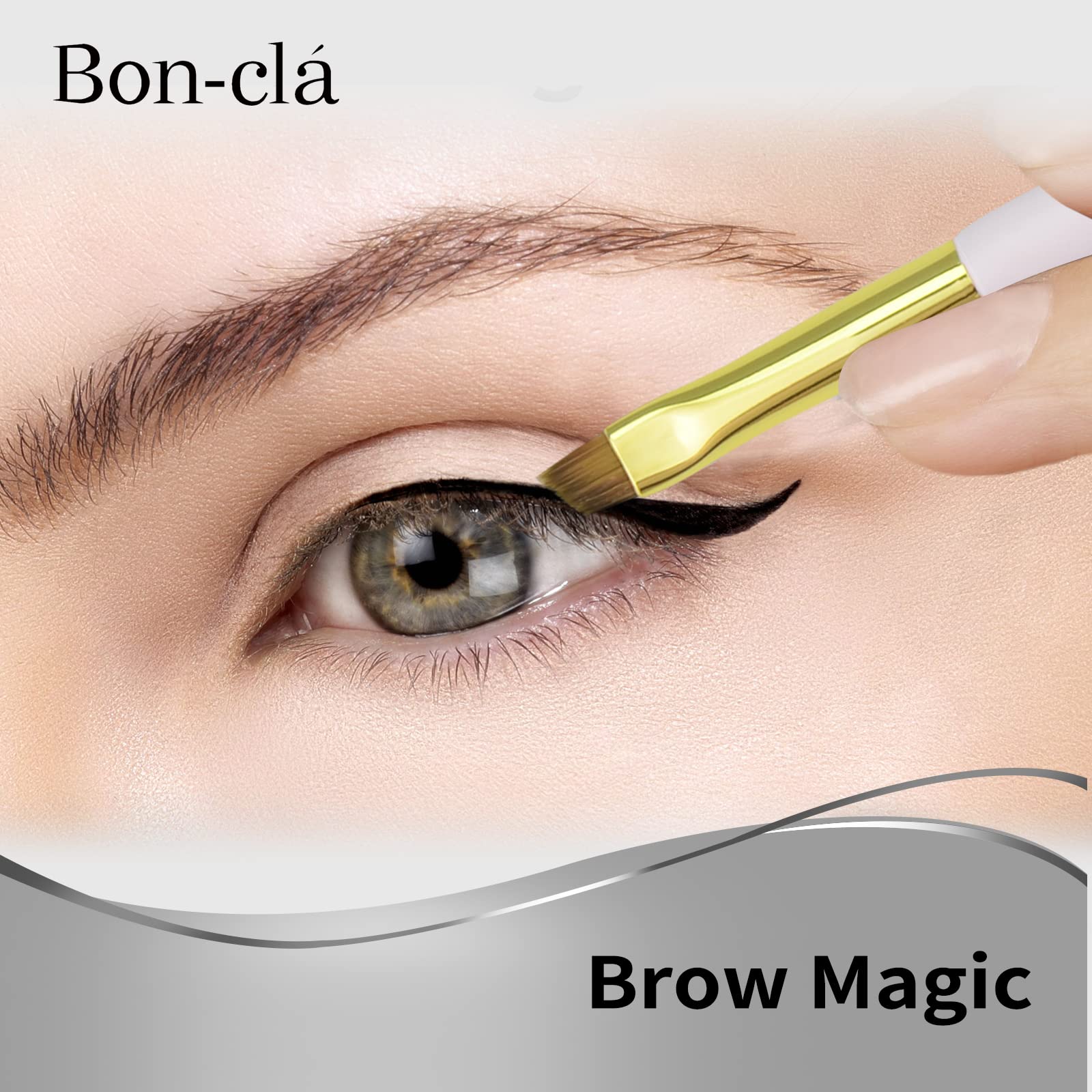 Bon-clá Magic Double Ended Angled Eyeliner Brush & Spoolie - Angled Brow Brush, Suitable for Gel, Liquid, Eyelashes, Eyebrows, Professional Makeup Tools