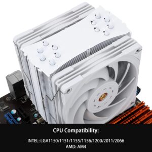 Thermalright U120EX REV.4 White CPU Air Cooler, 6 Heat Pipes, Dual 120mm TL-B12W Extrem PWM Fan, Aluminium Heatsink Cover AGHP Technology, for AMD AM4/Intel LGA 1150/1151/1155/1156/1200/2011/2066