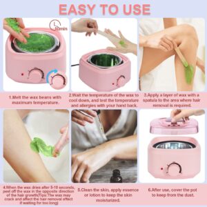 Waxing Kit Wax Warmer Hair Removal, with Hard Wax Beans, Adjustable Temperature for All Wax/Hair Types, Eyebrow, Facial, Body, Bikini, Brazilian, Full Body At Home Waxing Painless