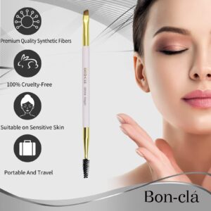 Bon-clá Magic Double Ended Angled Eyeliner Brush & Spoolie - Angled Brow Brush, Suitable for Gel, Liquid, Eyelashes, Eyebrows, Professional Makeup Tools