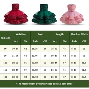 NNJXD Baby Girl Dress Tutu Flower Dresses Pageant Bowknot Pearls Weeding Gown 767 Pink 12-18 Months