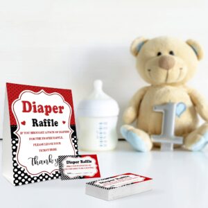 Diaper Raffle Baby Shower Game, 1 Standing Sign and 50 Tickets, Wave point Theme Gender Neutral For Boys or Girls, Bring A Pack of Diapers for Mom-To-Be, (033)