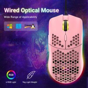 60% Ture Mechanical Gaming Keyboard and Mouse Combo Samll Mini RGB Chroma 68Key Keyboard, Detachable USB Type-C Cable，Lightweight 6400DPI Honeycomb Mouse Compatible with PS4,Xbox,PC,Laptop,MAC