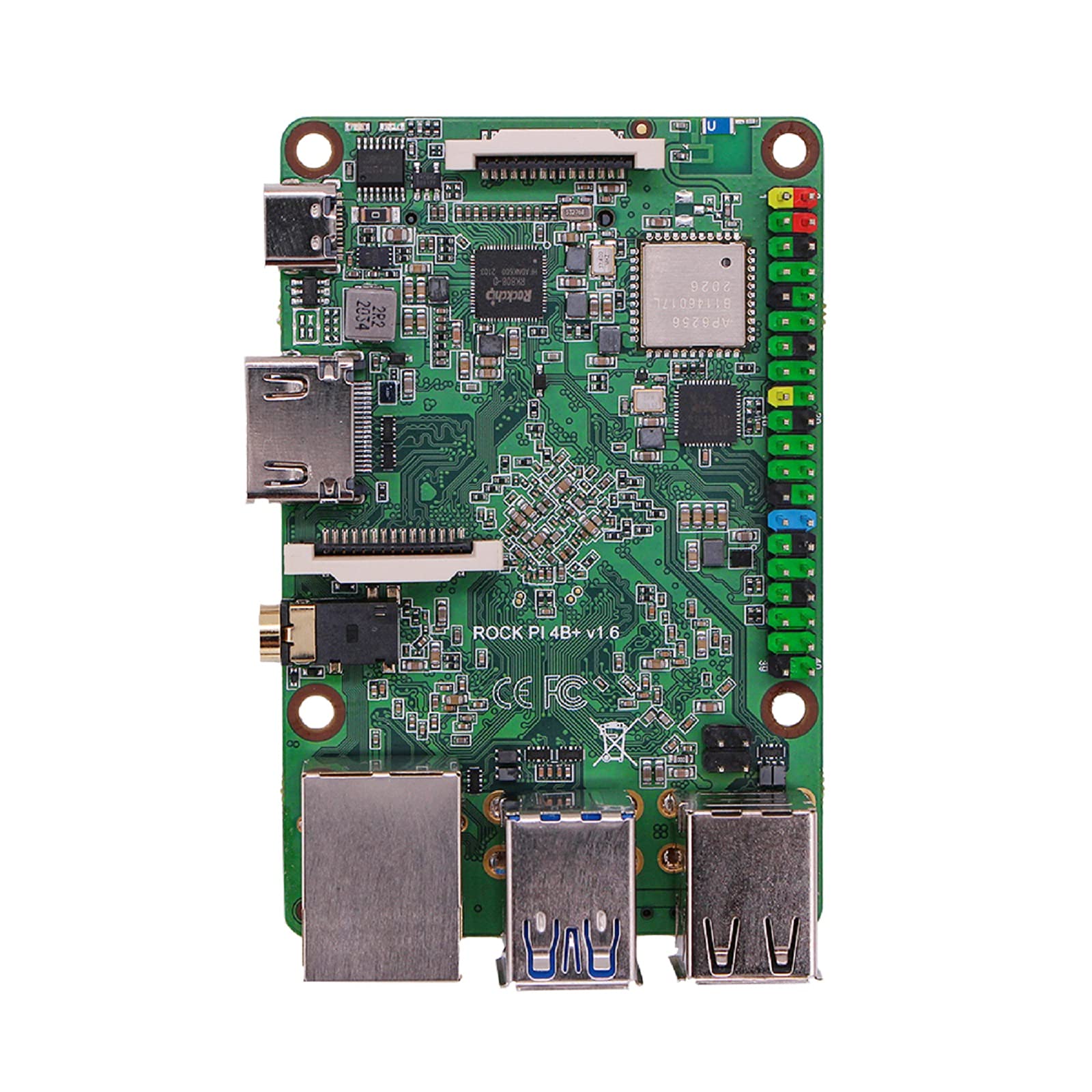 Rock Pi 4 Plus Rockchip RK3399(OP1) Single Board Computer LPDDR4 4GB with WiFi 5 and Bluetooth 5.0 Support Twister OS (4GB RAM+64GB eMMC)