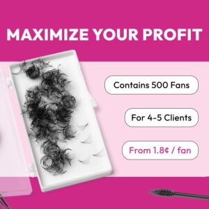 Eyesy Lash 500 Promade Fans - 5D 0.07 Size 13mm Curl CC - Premade Lash Fans for Eyelash Extensions Fluffy Volume Lashes Handmade Promades Eyelash Fans Loose Pre Made Fans Lash Extensions