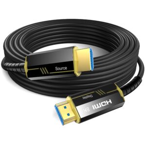 dghumen fiber optic hdmi cable 50ft, 8k (hdmi 2.1,48gbps) ultra high speed hdmi cord with gold plated connectors, 8k@60hz 4k@120hz, compatible for pc hdtv projector large display, male-to-male