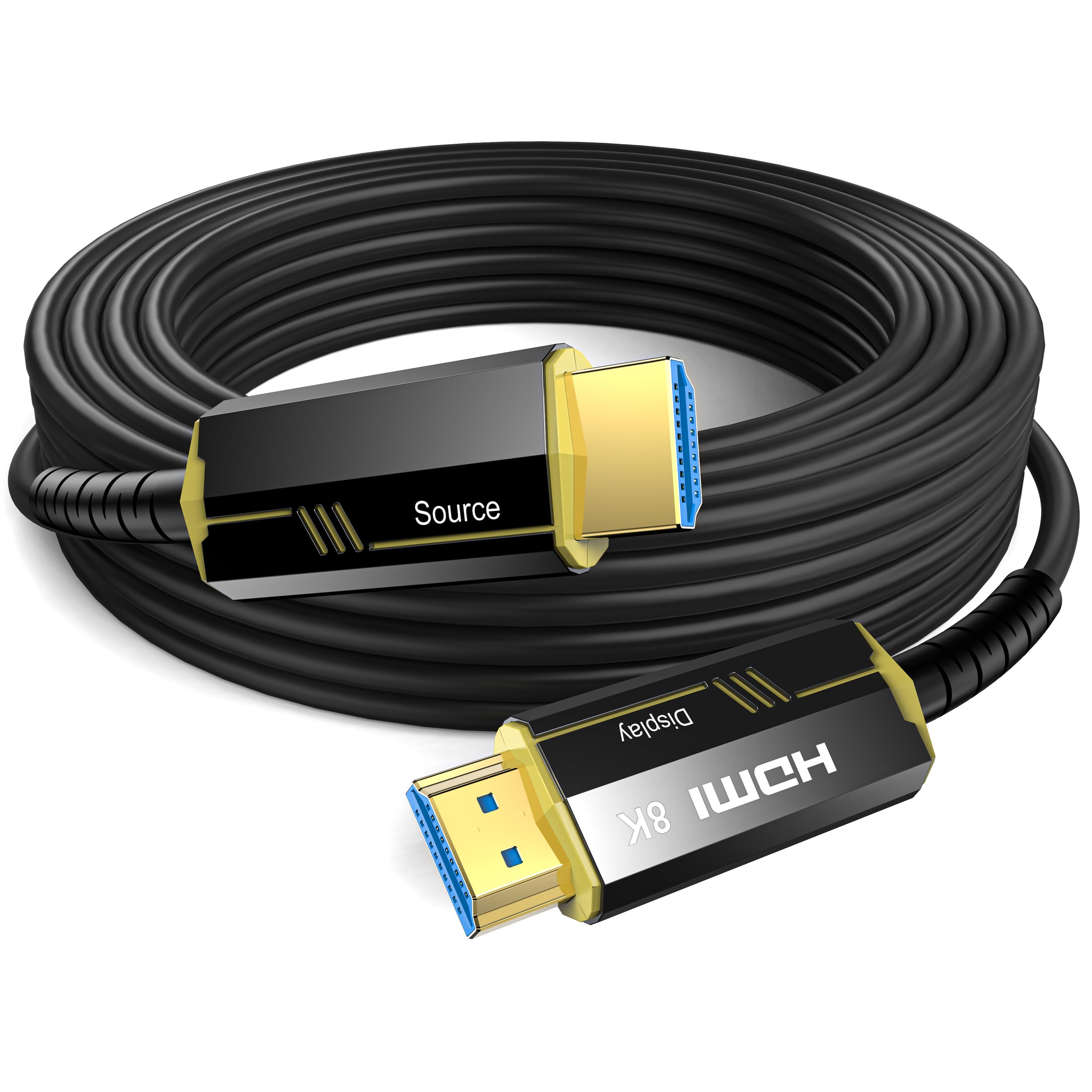 DGHUMEN Fiber Optic HDMI Cable 50FT, 8K (HDMI 2.1,48Gbps) Ultra High Speed HDMI Cord with Gold Plated Connectors, 8K@60Hz 4K@120Hz, Compatible for PC HDTV Projector Large Display, Male-to-Male