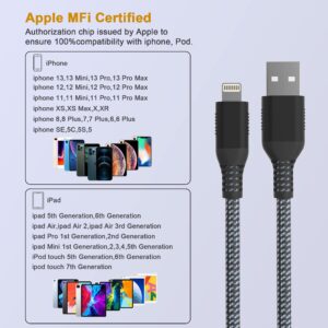 iPhone Charger 26FT/8M [Apple MFi Certified] Lightning Cable Extra Long iPhone Charging Cord Nylon Braided Apple Fast Charger Cable 2.4A for iPhone 13 12 11 Pro X XS Max XR/8 Plus/7 Plus/6/6s Plus/5s