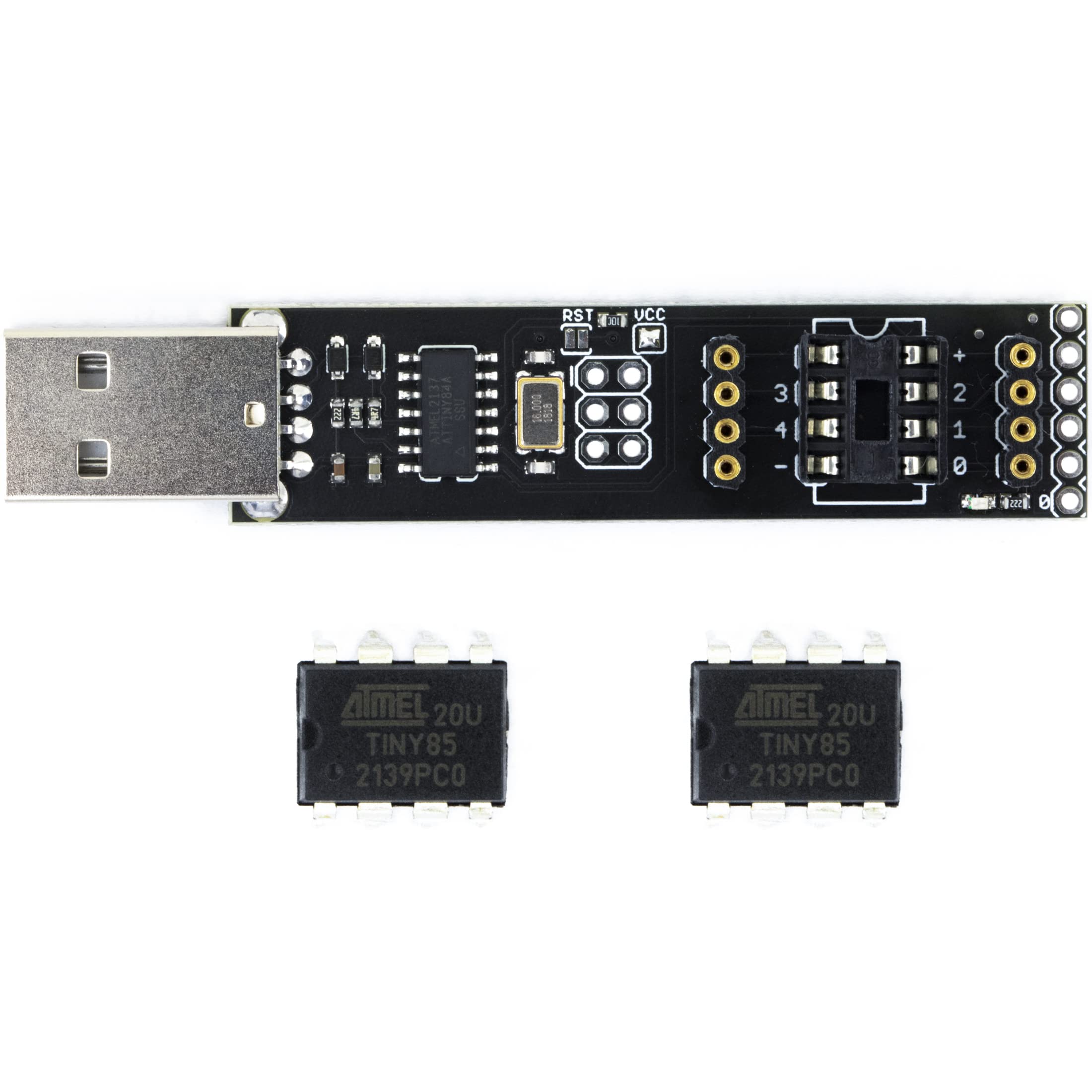 Tiny AVR Programmer Black and 2pcs ATTINY85-20PU Chips