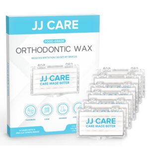 jj care orthodontic wax (pack of 6), braces wax, dental wax, wax for braces, dental wax braces, ortho wax comes with applicator for orthodontic wax & 2 pcs. interdental brush