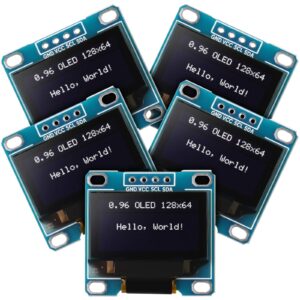 weewooday 5 pieces 0.96 inch oled module 12864 128x64 driver iic i2c serial self-luminous display board compatible with arduino/raspberry pi（white）