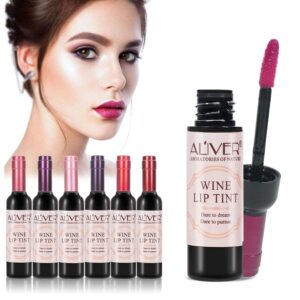 moulis 6 colors/set wine lip tint, wine bottle lipstick, waterproof long lasting matte lip gloss wine bottle lip stain set non-stick cup moisturizing liquid wine lipstick for women girls lip makeup