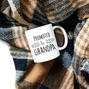 Pregnancy Announcement For Grandparents Coffee Mugs - Grandma To Be & Grandpa to Be 11 oz Mugs - Great Pregnancy Reveal Idea For Baby Announcement - Mug Set - Promoted to Grandma & Grandpa