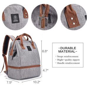 Breast Pump Bag with Cooler Layer, 3pcs Diaper Bag Baby Cooler & Wet Dry Bag Pouch Set - Brown Grey Color Diaper Bag Cooler Backpack Convenient for Mother to Working and Outdoor