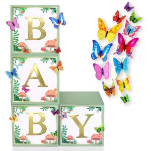 baby shower decorations for girl sage green baby block box with letters for baby shower decor neutral baby gender reveal decorations with 3d butterfly