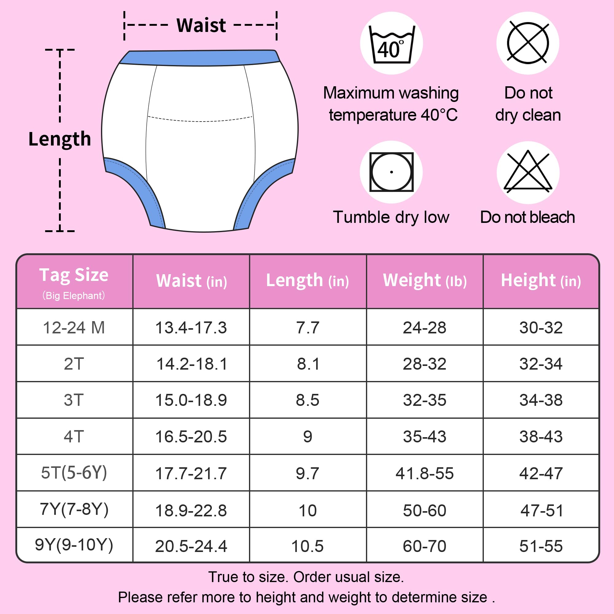 BIG ELEPHANT Baby Girls Training Underwear, Toddler Cotton Potty Training Pants Soft Absorbent, 2T