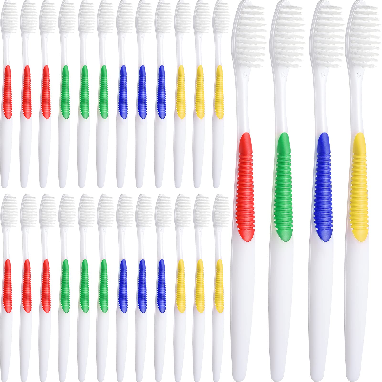 Honeydak 200 Pieces Disposable Toothbrushes Individually Wrapped Toothbrushes Multicolor Soft Bristle Medium Manual Travel Toothbrushes for Hotel Toiletries