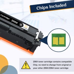 Colorking (with Chip) Compatible Toner Cartridge Replacement for HP 206X 206A W2110A W2110X for HP Color Pro MFP M283fdw M283cdw M255dw M283 M255 Toner Printer (High Yield, Black Cyan Yellow Magenta)