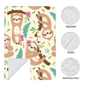 Rutiea Seamless Pattern with Cute Sloth Car Seat Cover for Babies, Peekaboo Opening Minky Carseat Canopy Stroller Cover for Newborn, Mom Nursing Breastfeeding Covers, Blanket for Infant Toddler