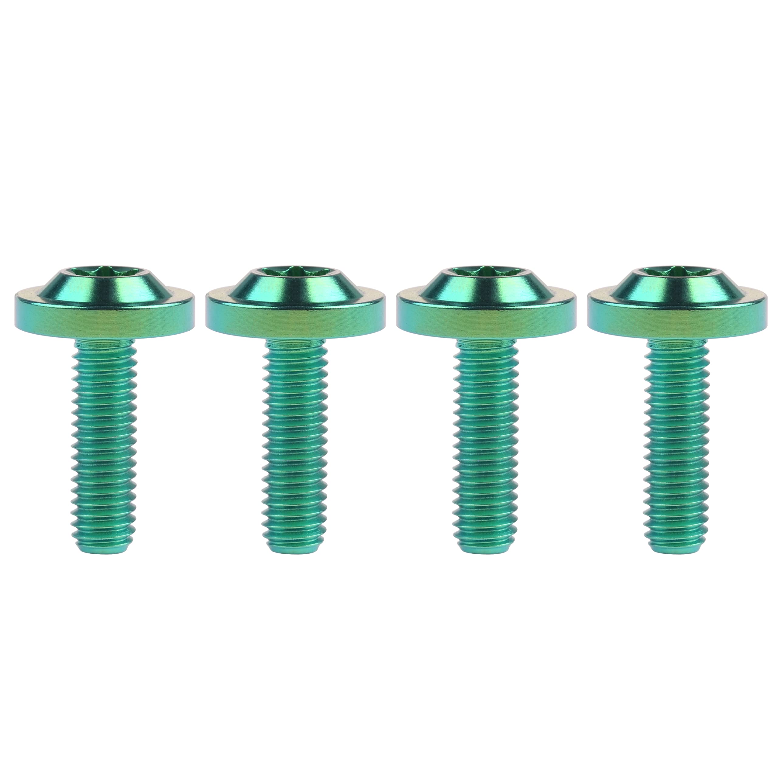 Wanyifa Titanium Bolt M6 10 15 20mm Torx T30 Screws for Bicycle Motorcycle Car Pack of 4 (M6x20mm, Green)