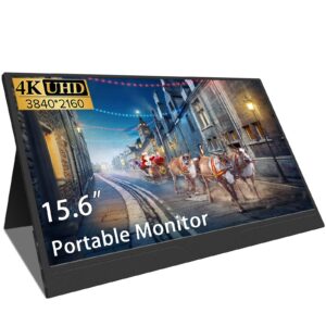 4k portable monitor, ygg 15.6 "uhd 3840*2160 external display, mini hdmi usb-c portable computer monitor, 100% srgb gaming monitor, hdr external second screen monitor for laptop xbox nintendo switch