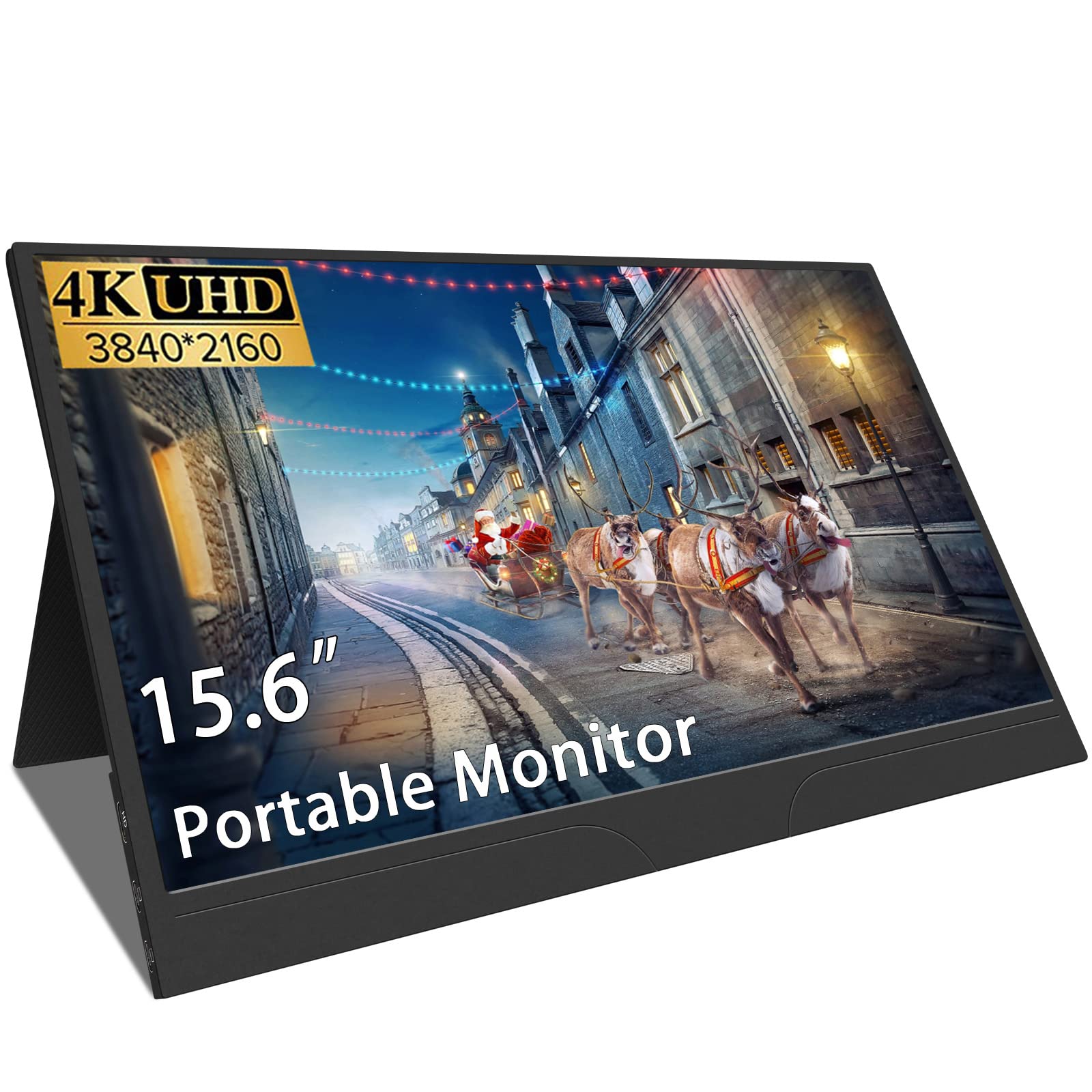 4K Portable Monitor, YGG 15.6 "UHD 3840*2160 External Display, Mini HDMI USB-C Portable Computer Monitor, 100% sRGB Gaming Monitor, HDR External Second Screen Monitor For Laptop Xbox Nintendo Switch